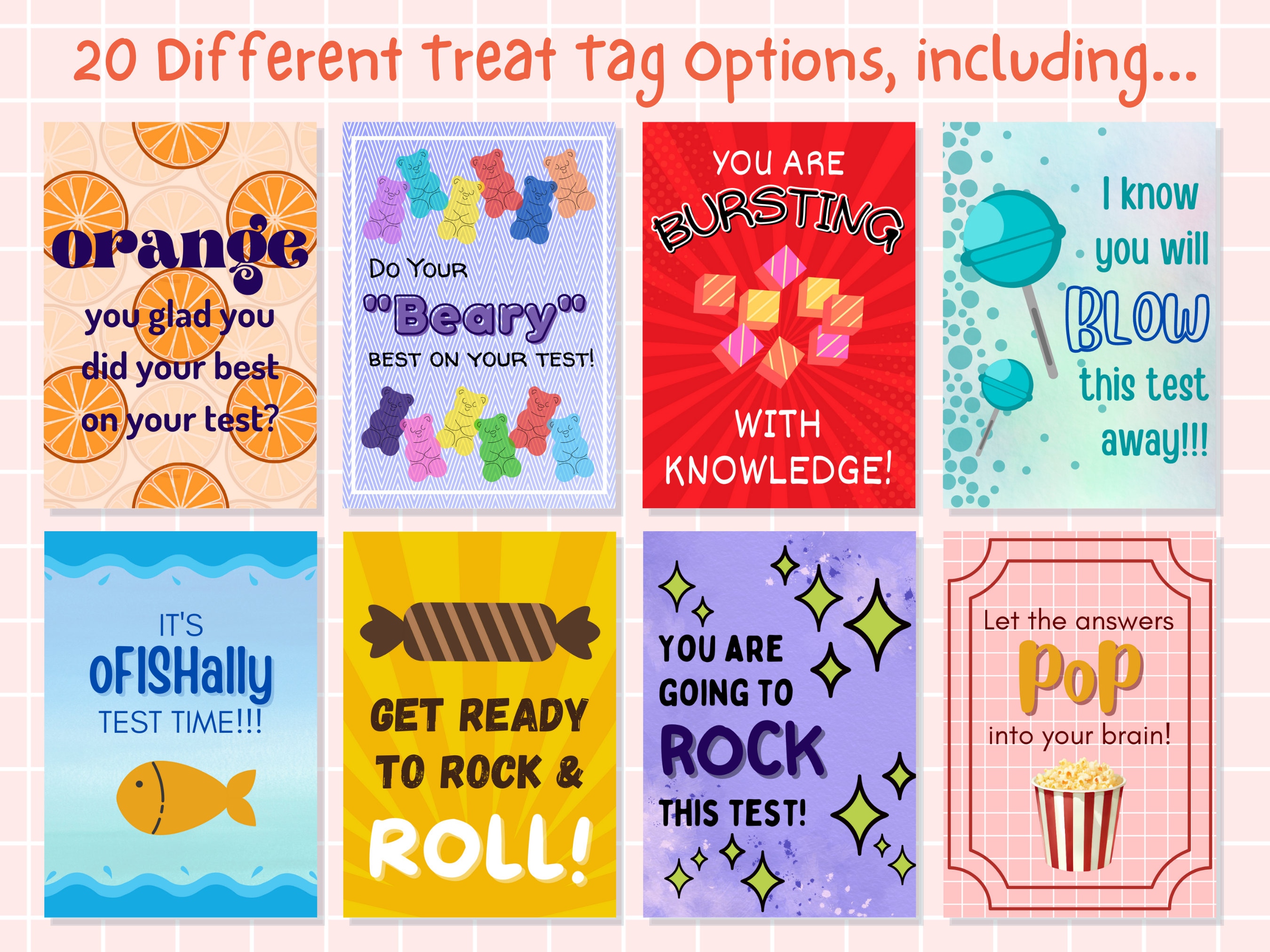 Student Treat Tags - Editable Testing Themed Treat Tags for Students - Etsy