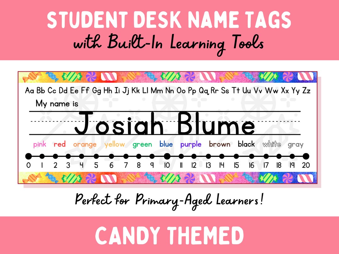 Candy Themed Desk Name Tags for Primary Students - Editable Version ...