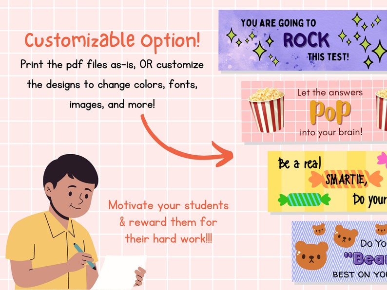 Student Treat Tags - Editable Testing Themed Treat Bag Toppers for ...