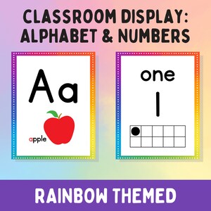 Rainbow Themed Alphabet and Number Posters for Primary Classrooms - 3 ...