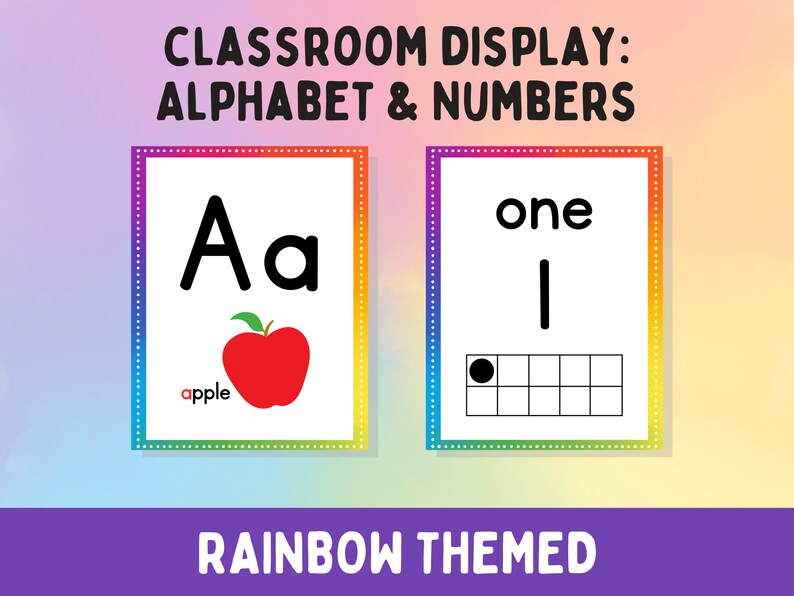 Rainbow Themed Alphabet and Number Posters for Primary Classrooms - 3 ...