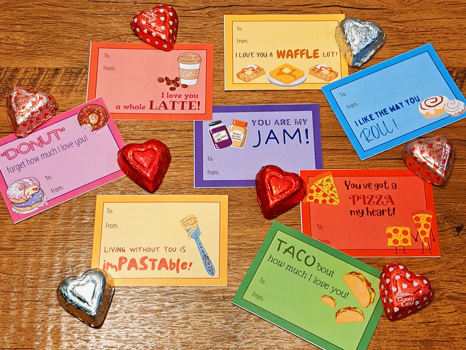 Printable Valentines Fun Food Theme Editable Valentine Cards Set - Etsy