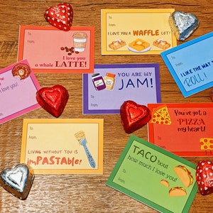Printable Valentines - Fun Food Theme Editable Valentine Cards Set - Etsy