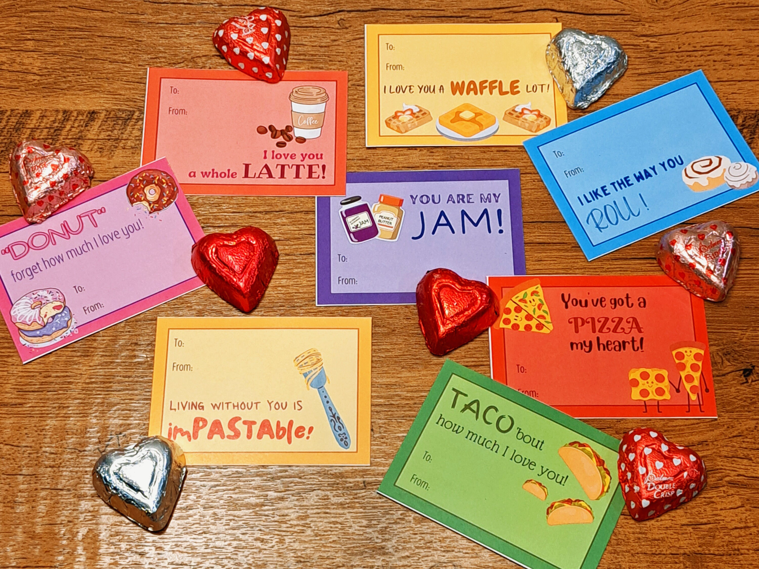 Printable Valentines Fun Food Theme Editable Valentine Cards Set - Etsy
