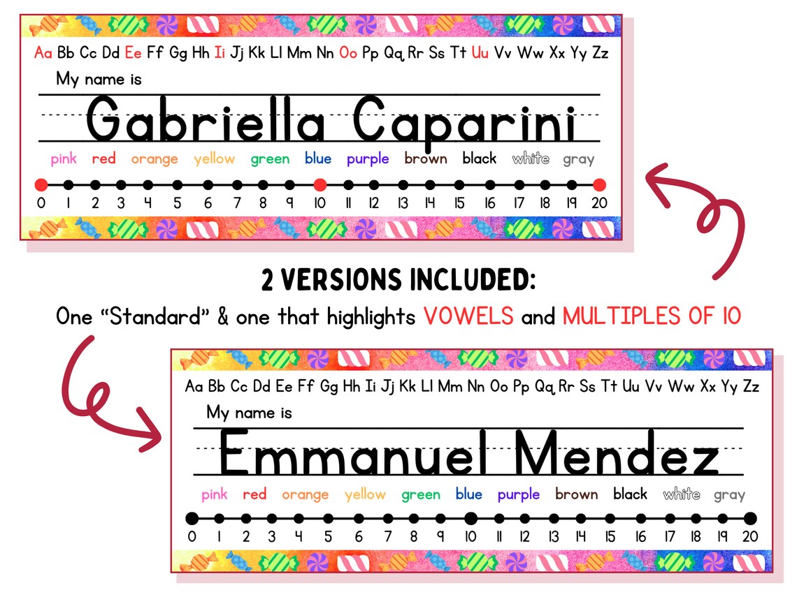 Candy Themed Desk Name Tags for Primary Students - Editable Version ...