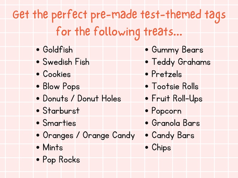 Student Treat Tags - Editable Testing Themed Treat Tags for Students - Etsy