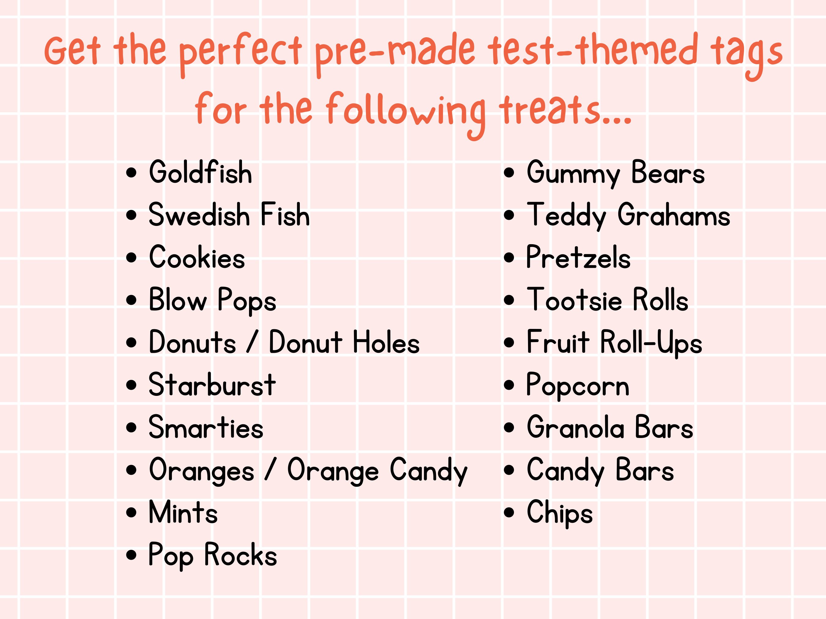 Student Treat Tags - Editable Testing Themed Treat Tags for Students - Etsy