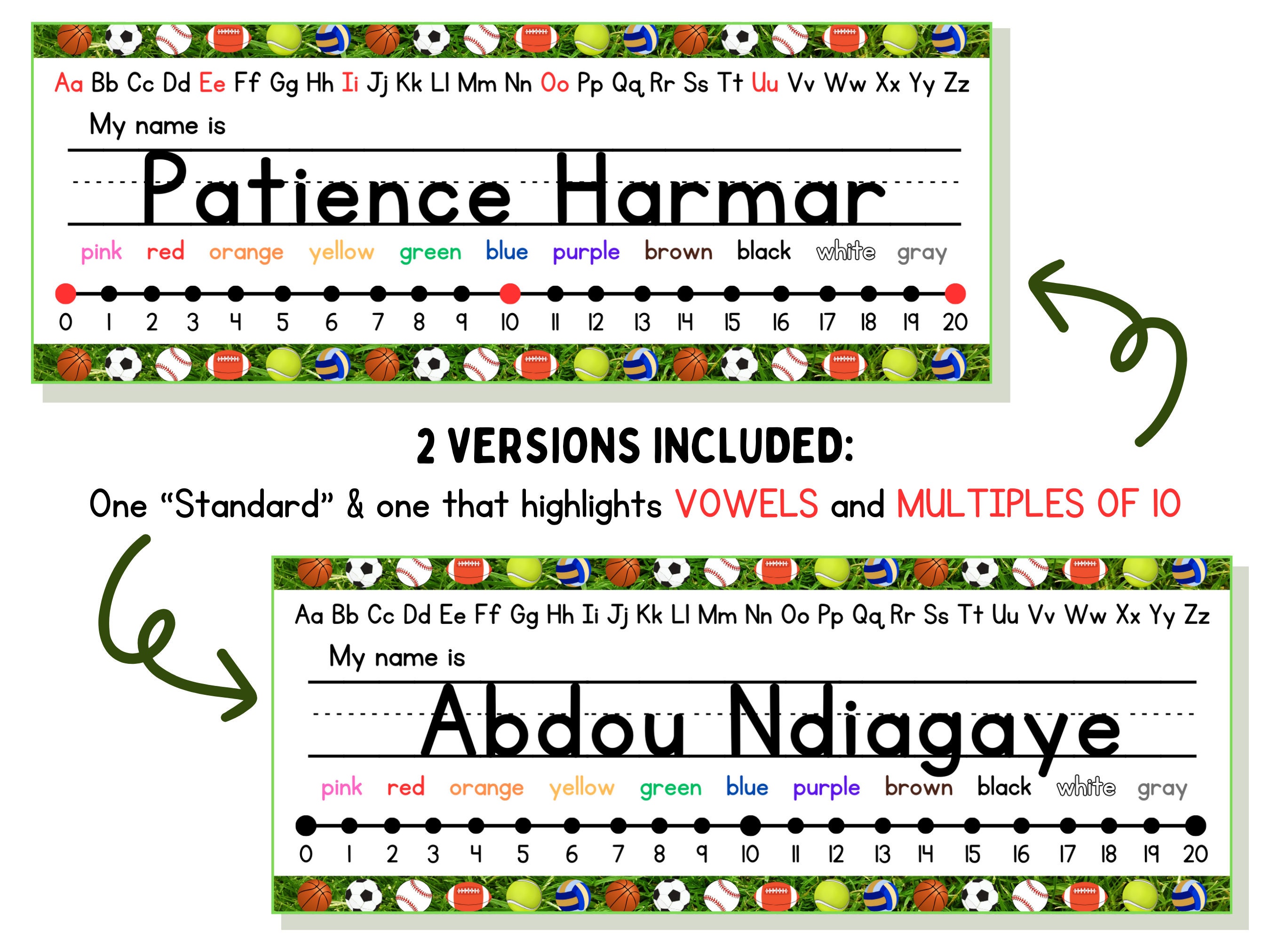 Sports Themed Desk Name Tags for Primary Students - Editable Version ...