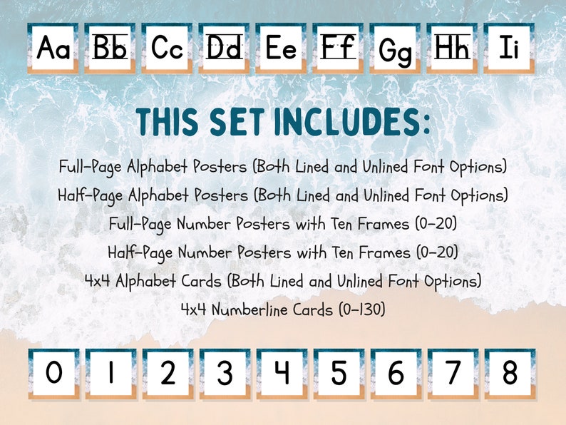 Beach Themed Alphabet and Number Posters for Primary Classrooms - 3 ...