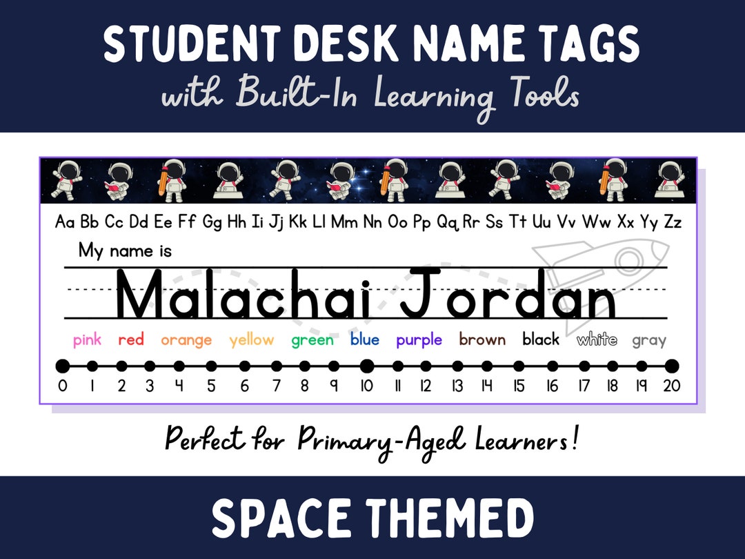 Outer Space Themed Desk Name Tags for Primary Students - Editable ...