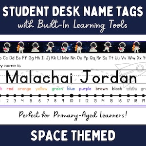 Outer Space Themed Desk Name Tags for Primary Students - Editable ...