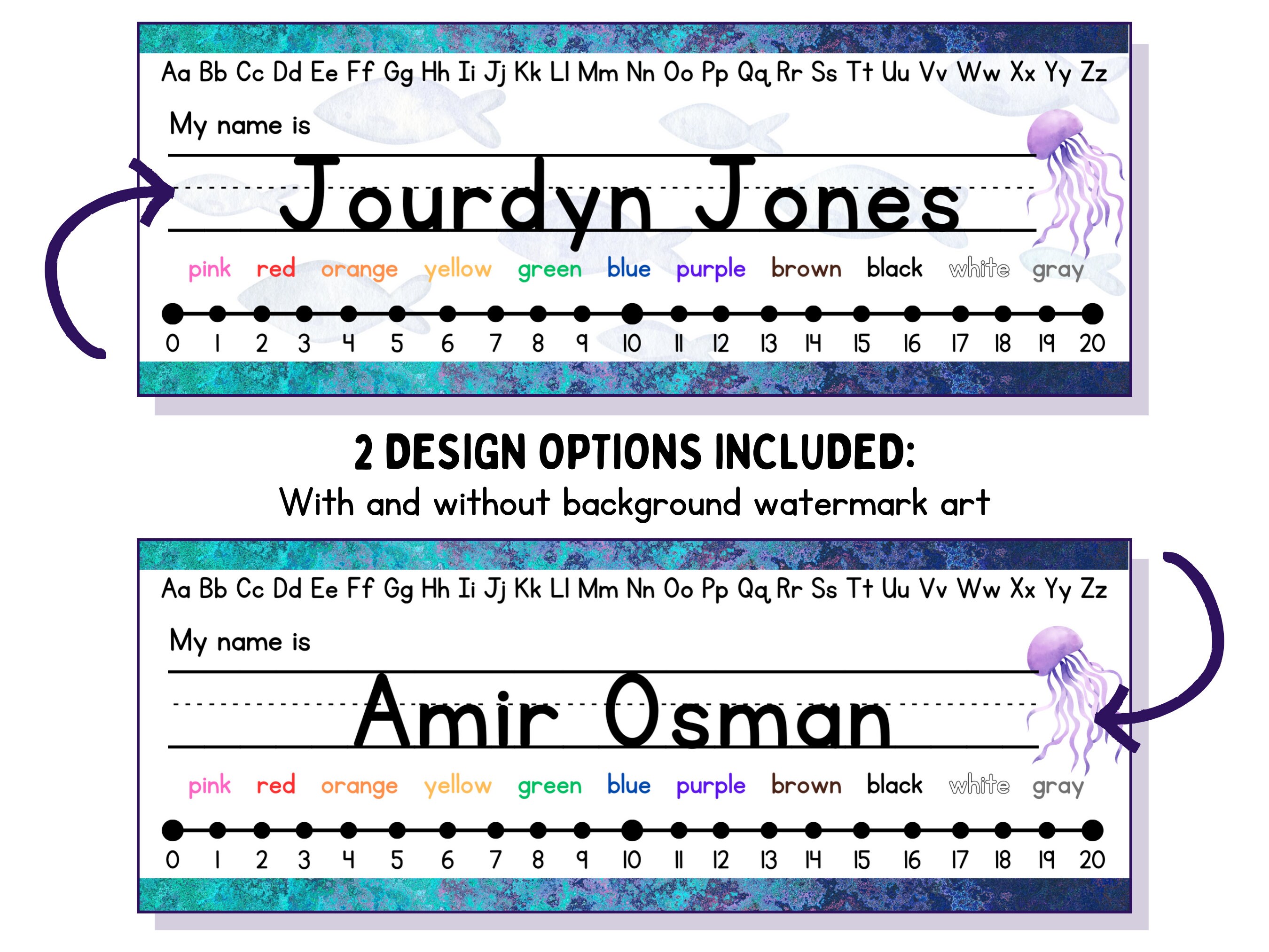 Ocean Themed Desk Name Tags for Primary Students - Editable Version ...