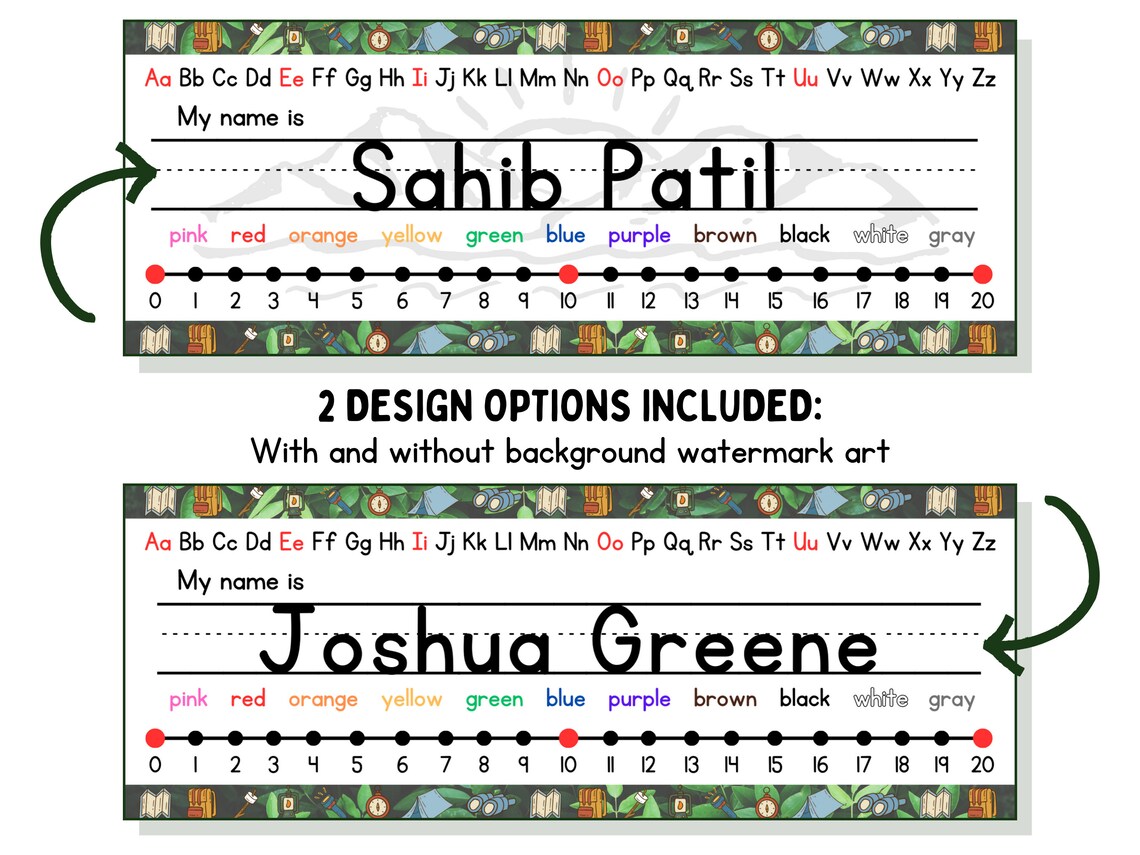 Camping Themed Desk Name Tags for Primary Students - Editable Version ...