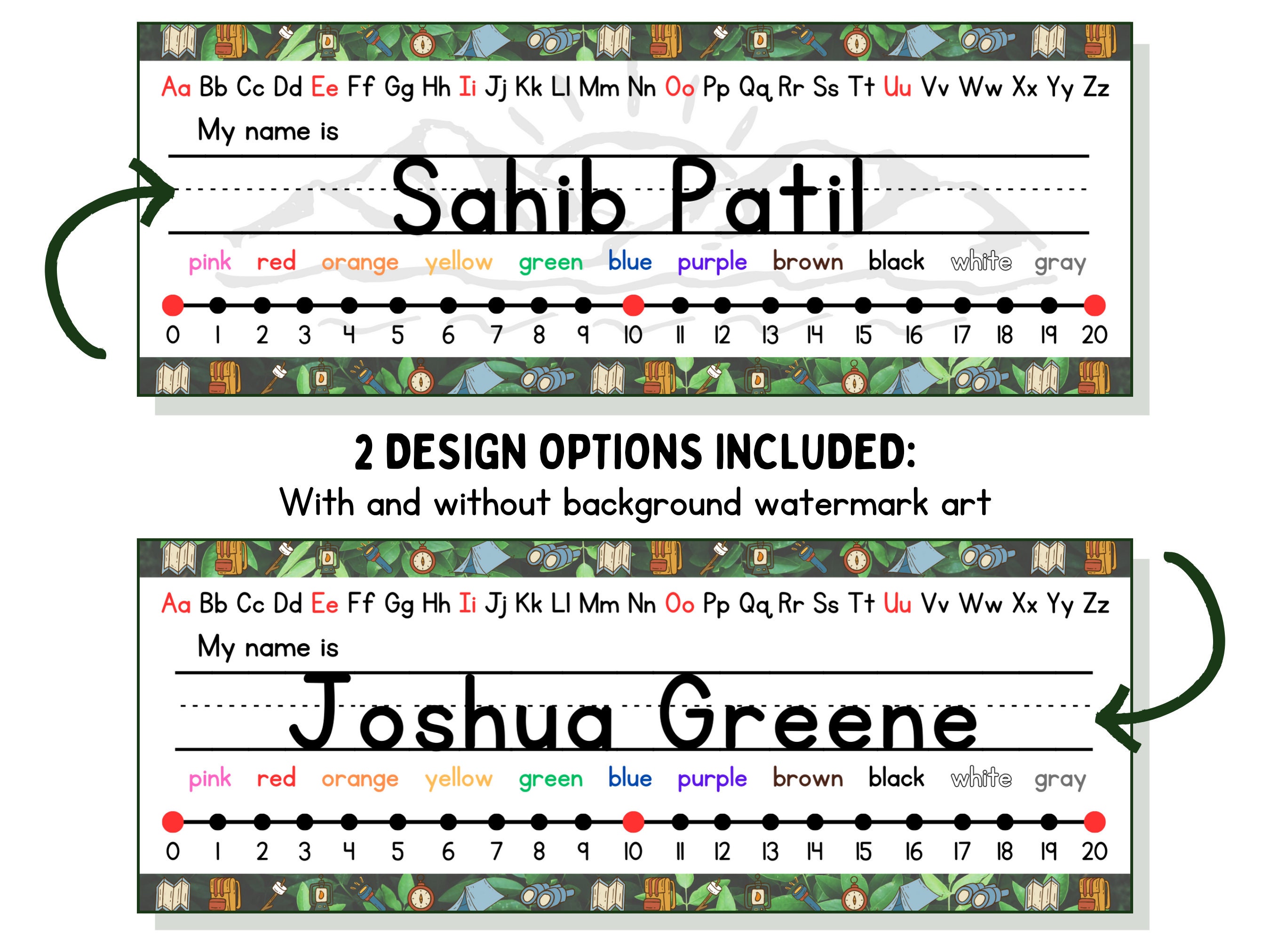 Camping Themed Desk Name Tags for Primary Students - Editable Version ...