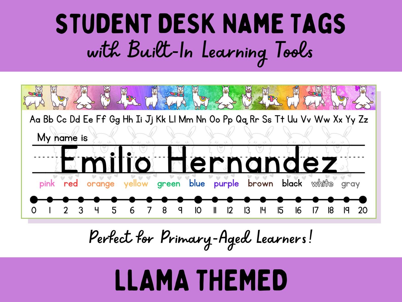 Llama Themed Desk Name Tags for Primary Students - Editable Version ...