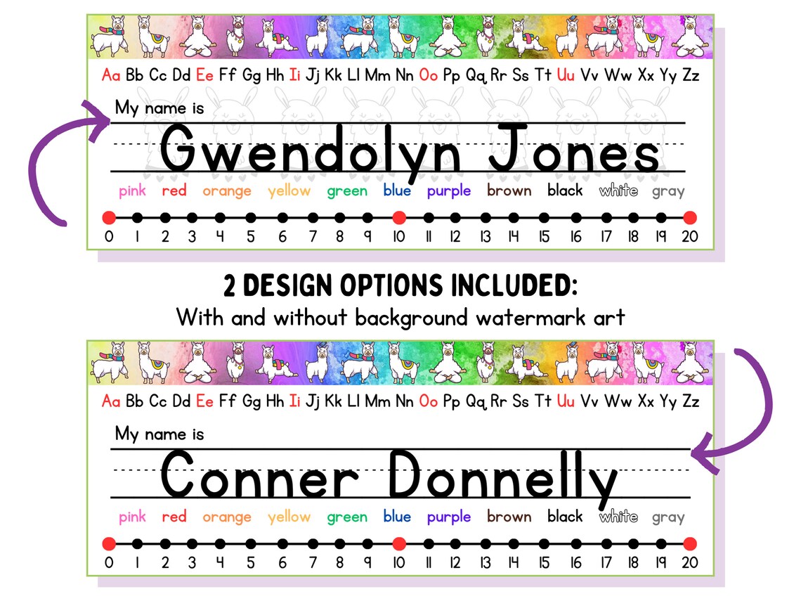 Llama Themed Desk Name Tags for Primary Students Editable Version ...