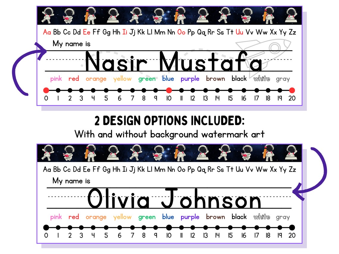 Outer Space Themed Desk Name Tags for Primary Students - Editable ...
