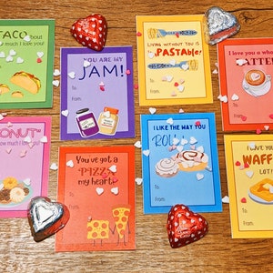 Printable Valentines - Fun Food Theme Editable Valentine Cards Set - Etsy