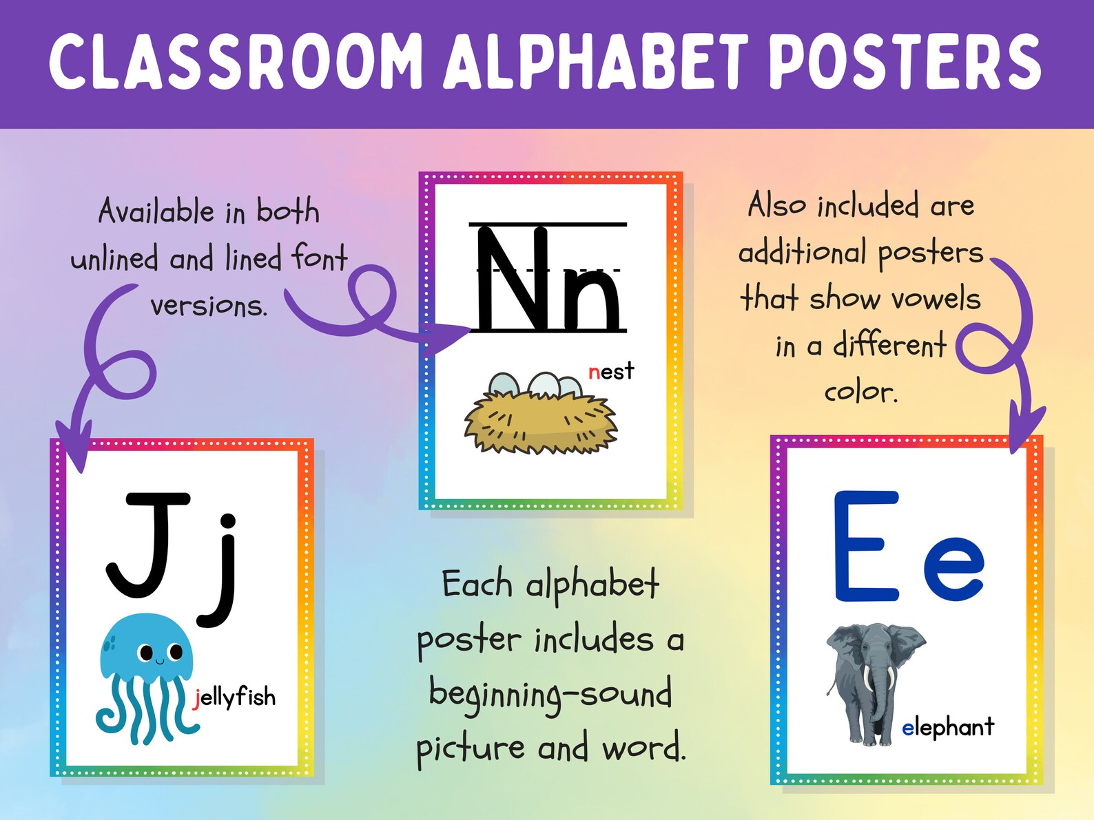 Rainbow Themed Alphabet and Number Posters for Primary Classrooms - 3 ...