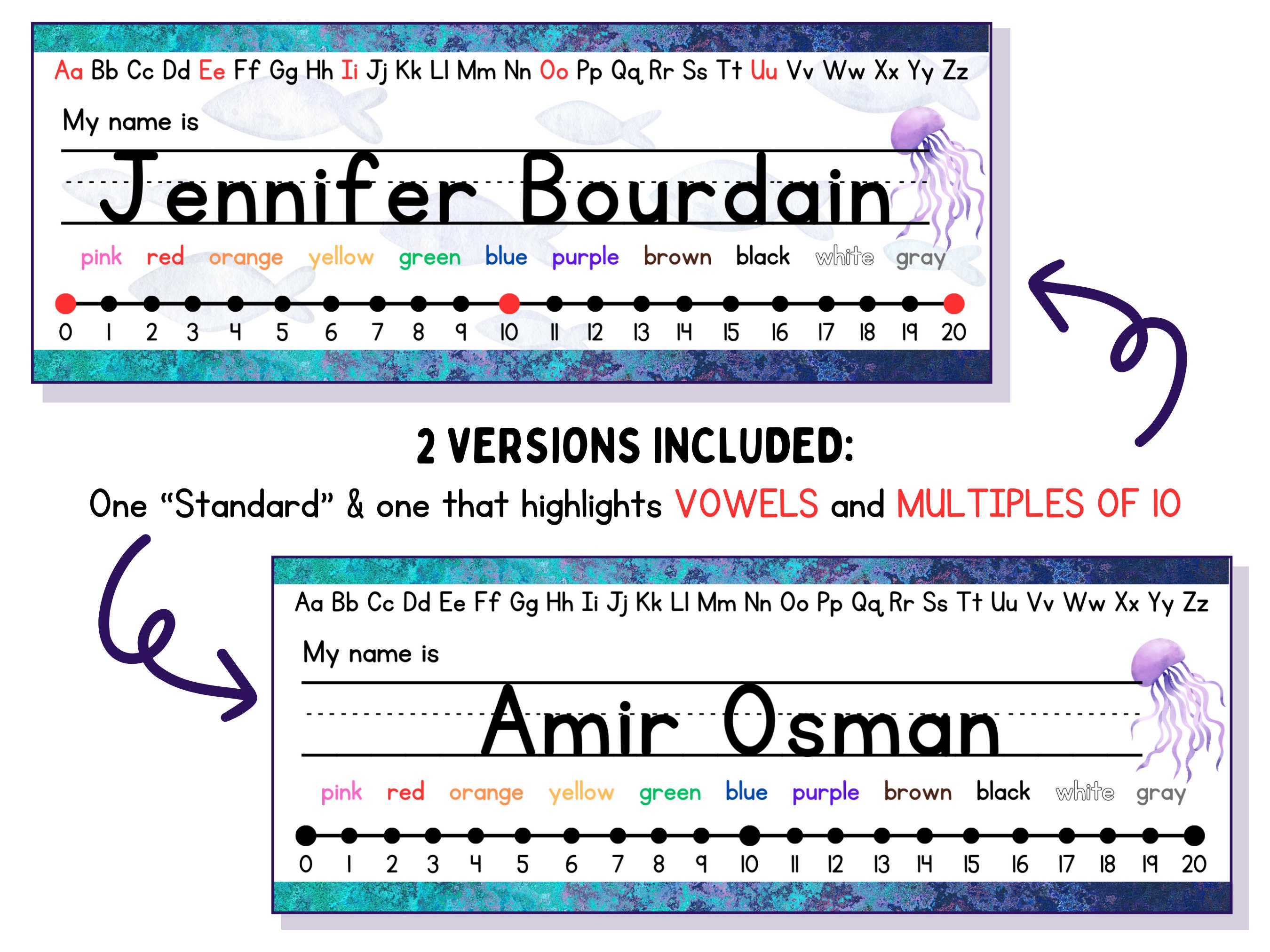 Ocean Themed Desk Name Tags for Primary Students - Editable Version ...