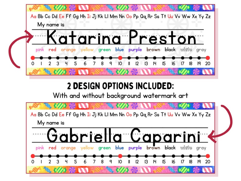 Candy Themed Desk Name Tags for Primary Students - Editable Version ...