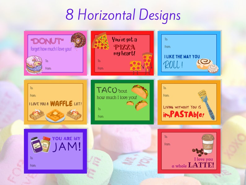 Printable Valentines Fun Food Theme Editable Valentine Cards Set - Etsy