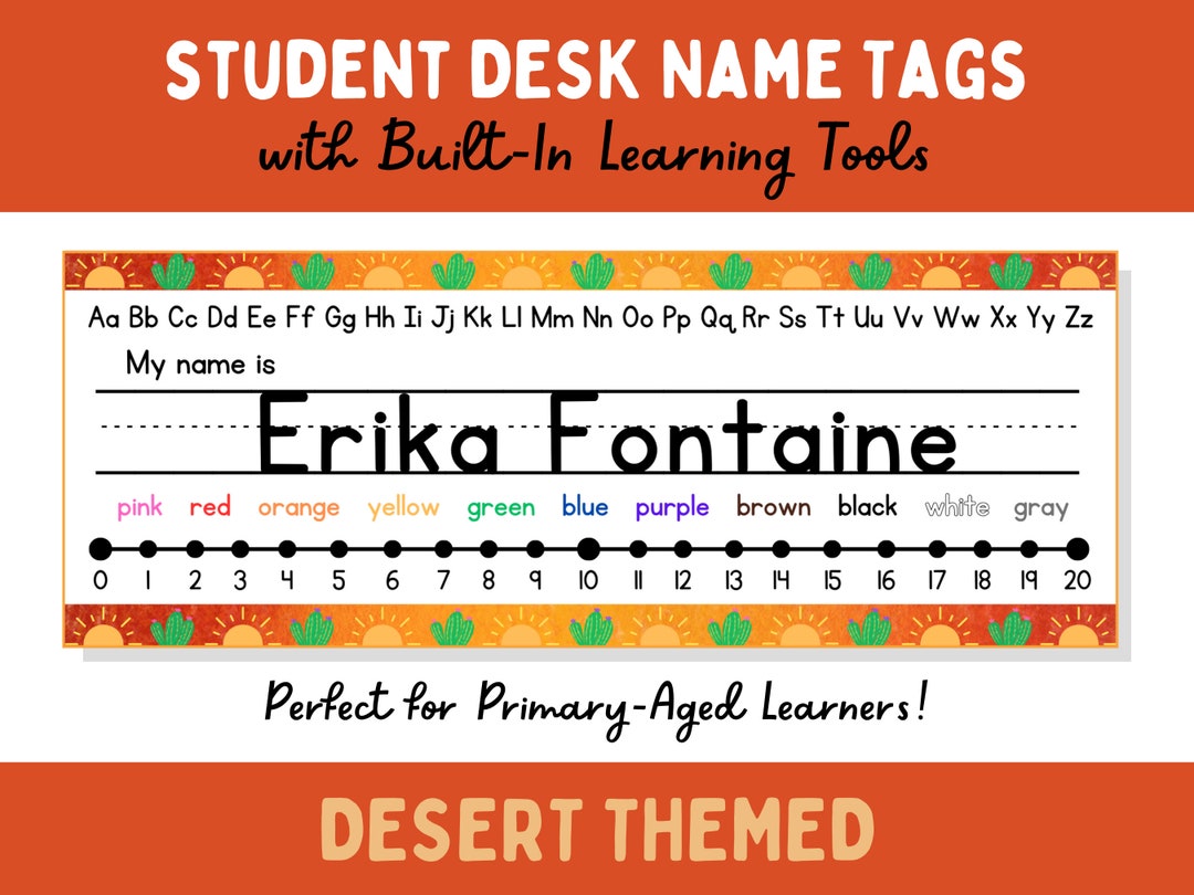 Desert Themed Desk Name Tags for Primary Students - Editable Version ...