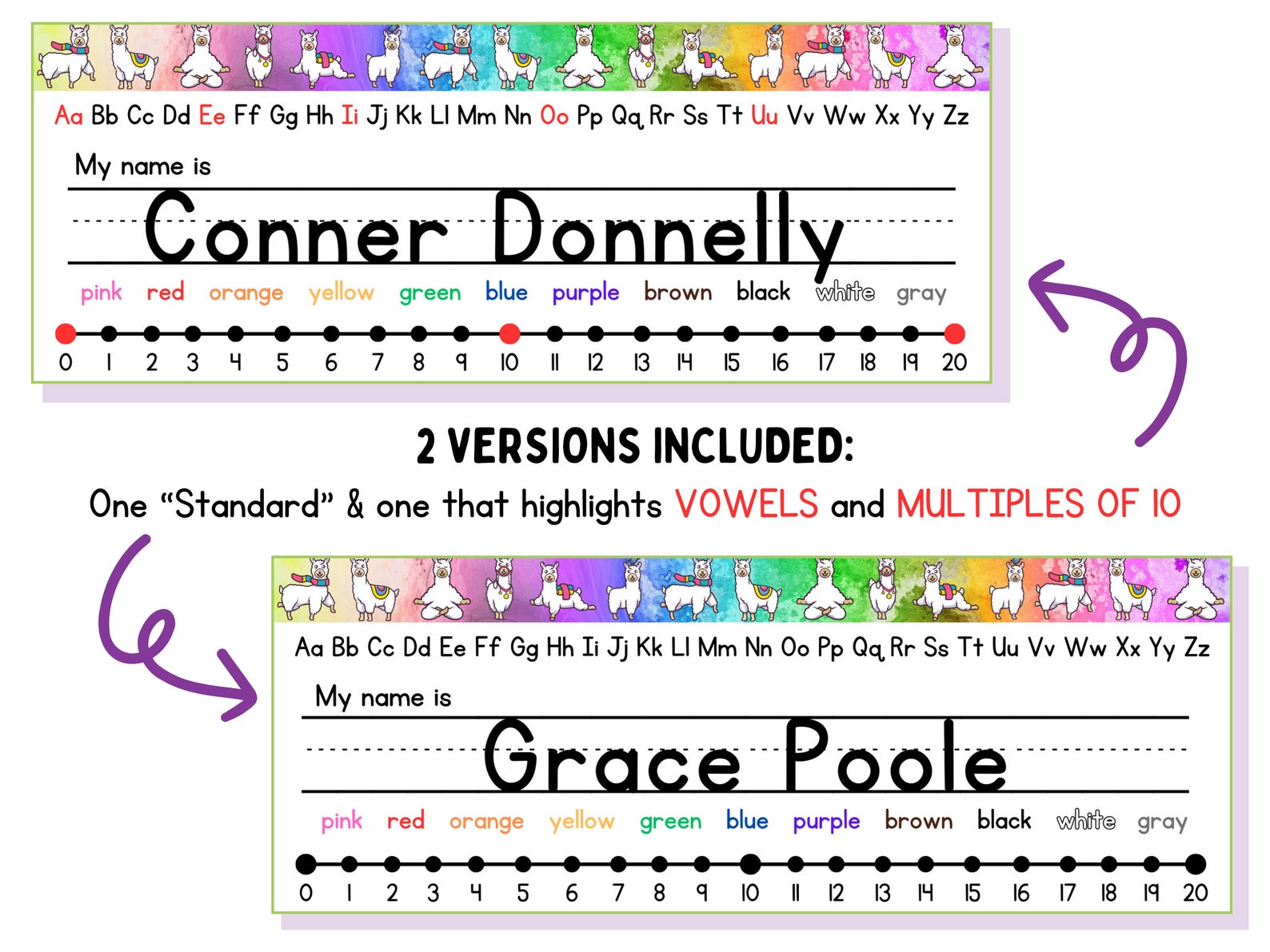 Llama Themed Desk Name Tags for Primary Students - Editable Version ...