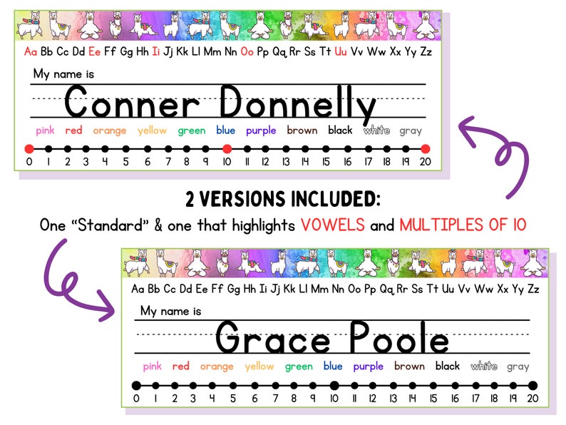 Llama Themed Desk Name Tags for Primary Students - Editable Version ...
