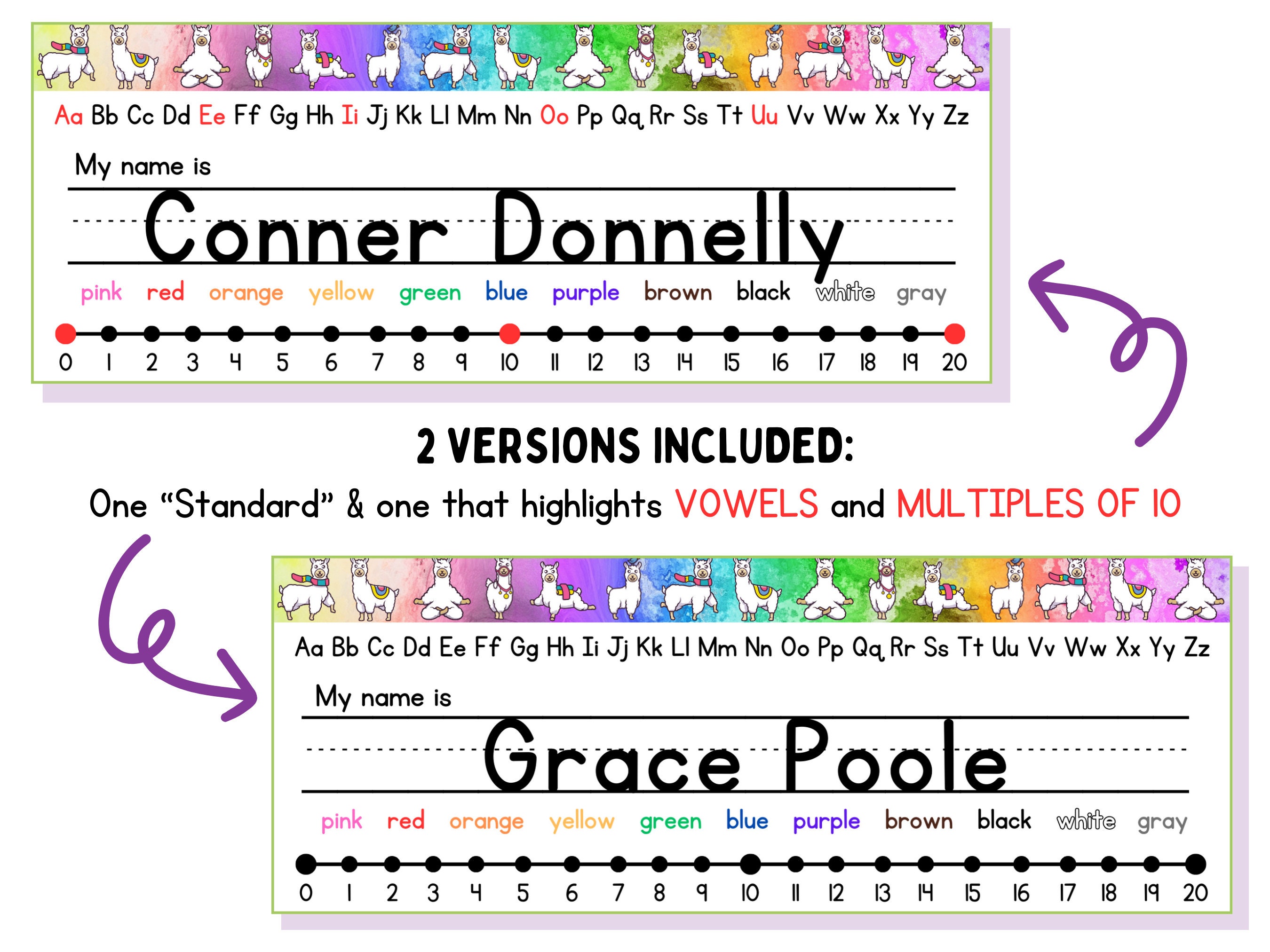 Llama Themed Desk Name Tags for Primary Students - Editable Version ...