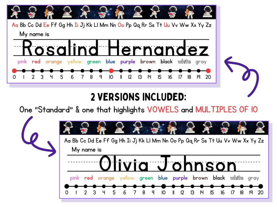 Outer Space Themed Desk Name Tags for Primary Students - Editable ...