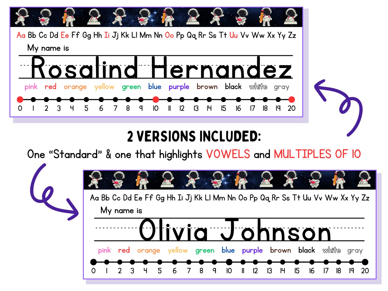 Outer Space Themed Desk Name Tags for Primary Students - Editable ...