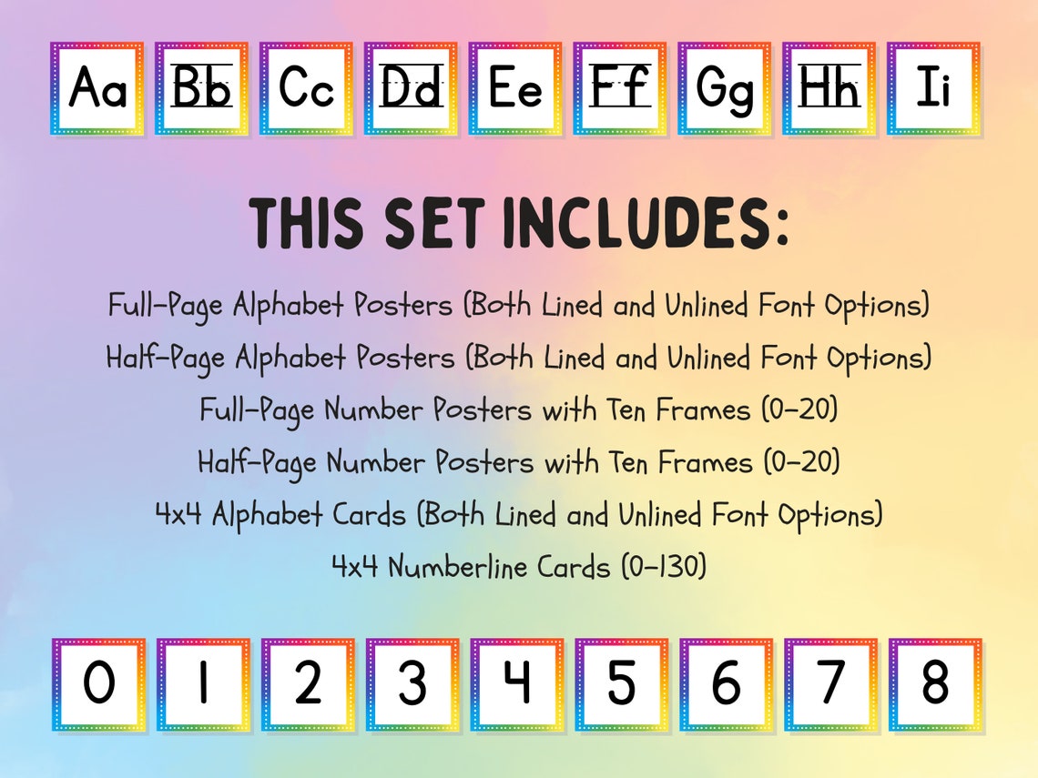 Rainbow Themed Alphabet and Number Posters for Primary Classrooms - 3 ...