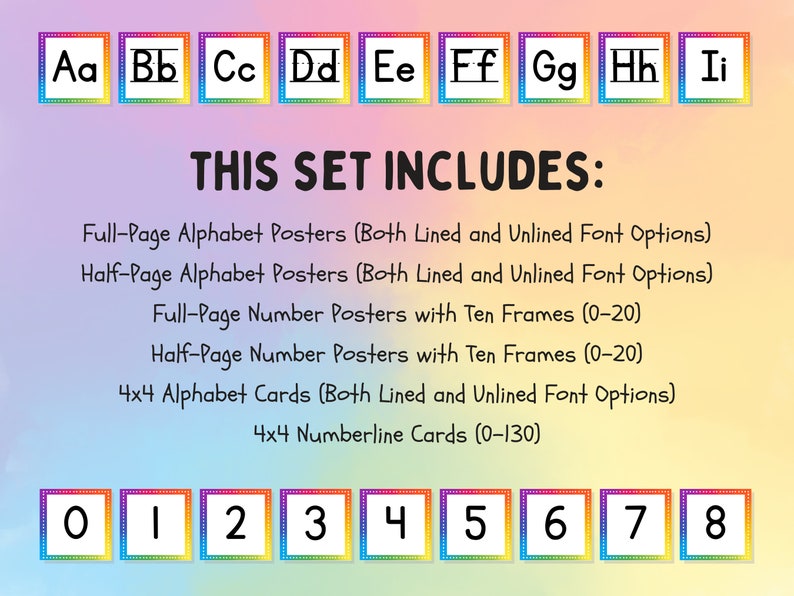 Rainbow Themed Alphabet and Number Posters for Primary Classrooms - 3 ...