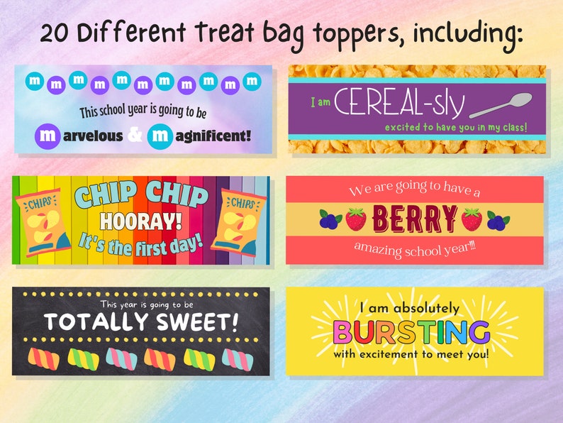 Student Treat Tags - Editable First Day of School Themed Sweet Treat ...