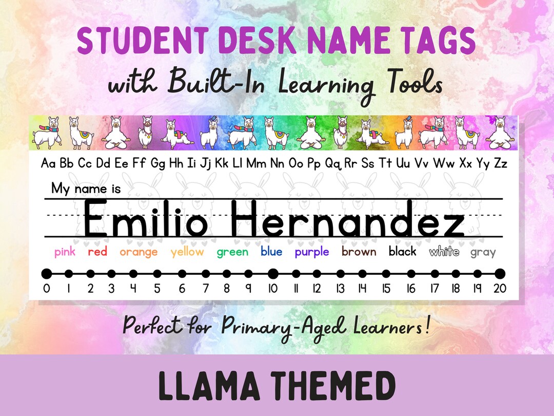 Llama Themed Desk Name Tags for Primary Students Editable Version ...