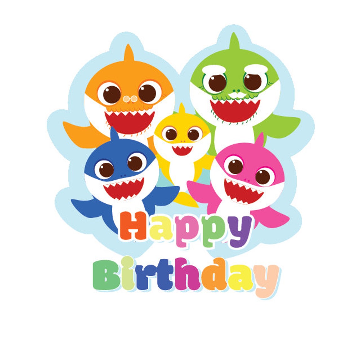 Baby Shark Birthday Cake and Cupcake Topper PNG Digital File - Etsy