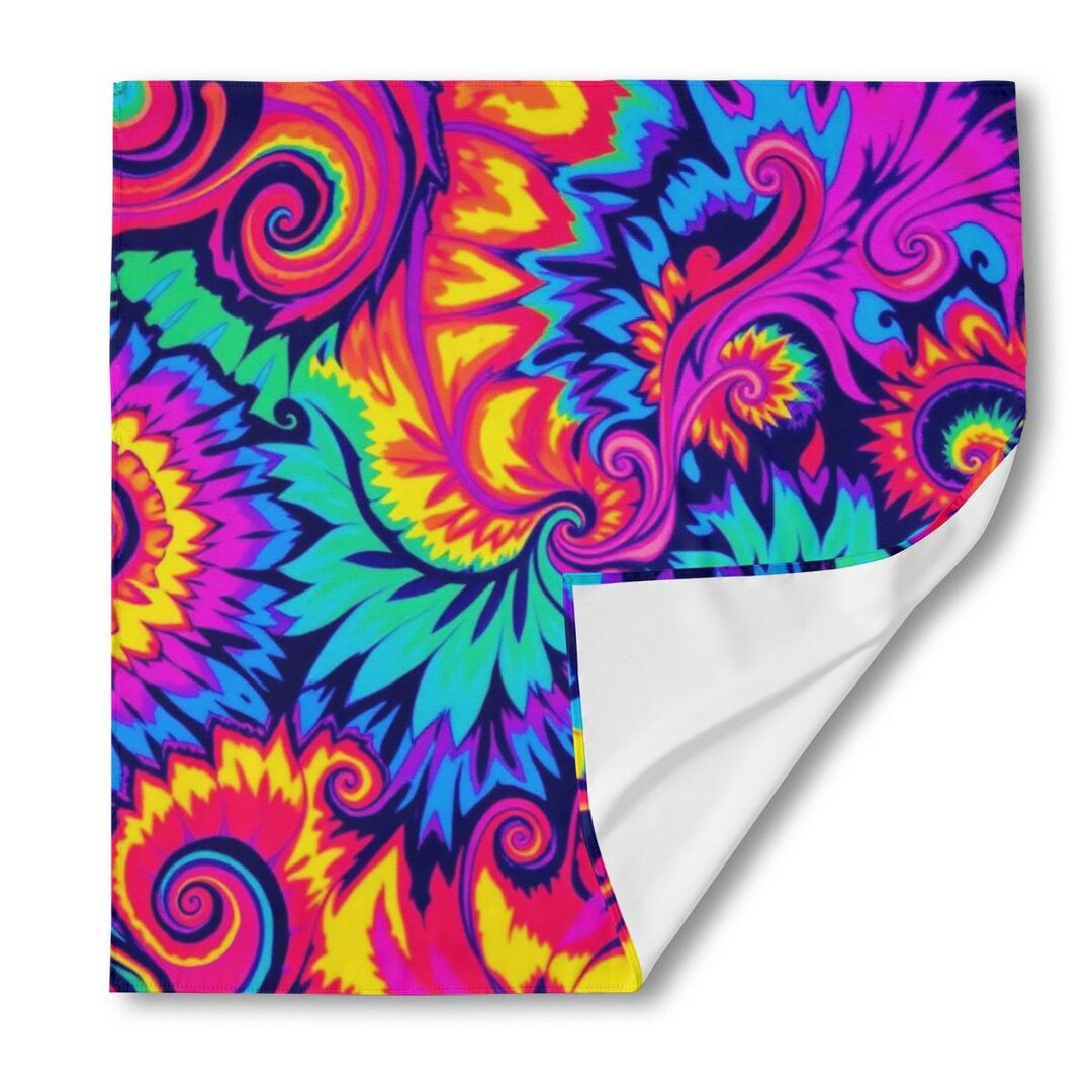 Psychedelic Fractal Tie Dye Bandana - Etsy