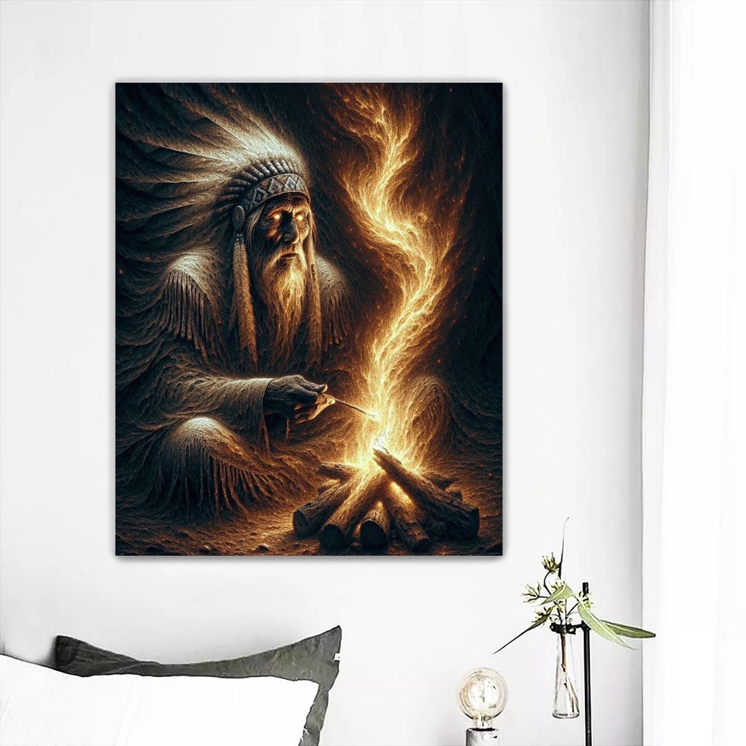 Native American Chief Spirit Frameless Mural - Etsy