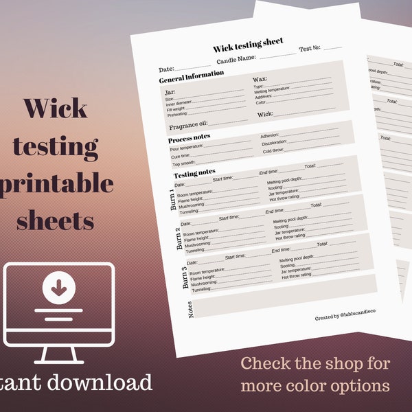 Candle Notes Sheet - Etsy