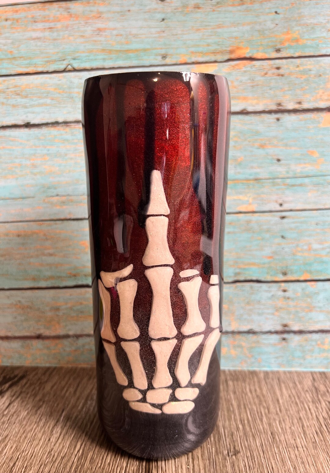 20oz Skinny Skeleton Hand Tumbler - Etsy