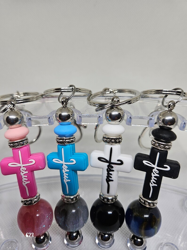 Holy Cross Beaded Keychains, Big Cross Beads, Church Lady Gift - Etsy
