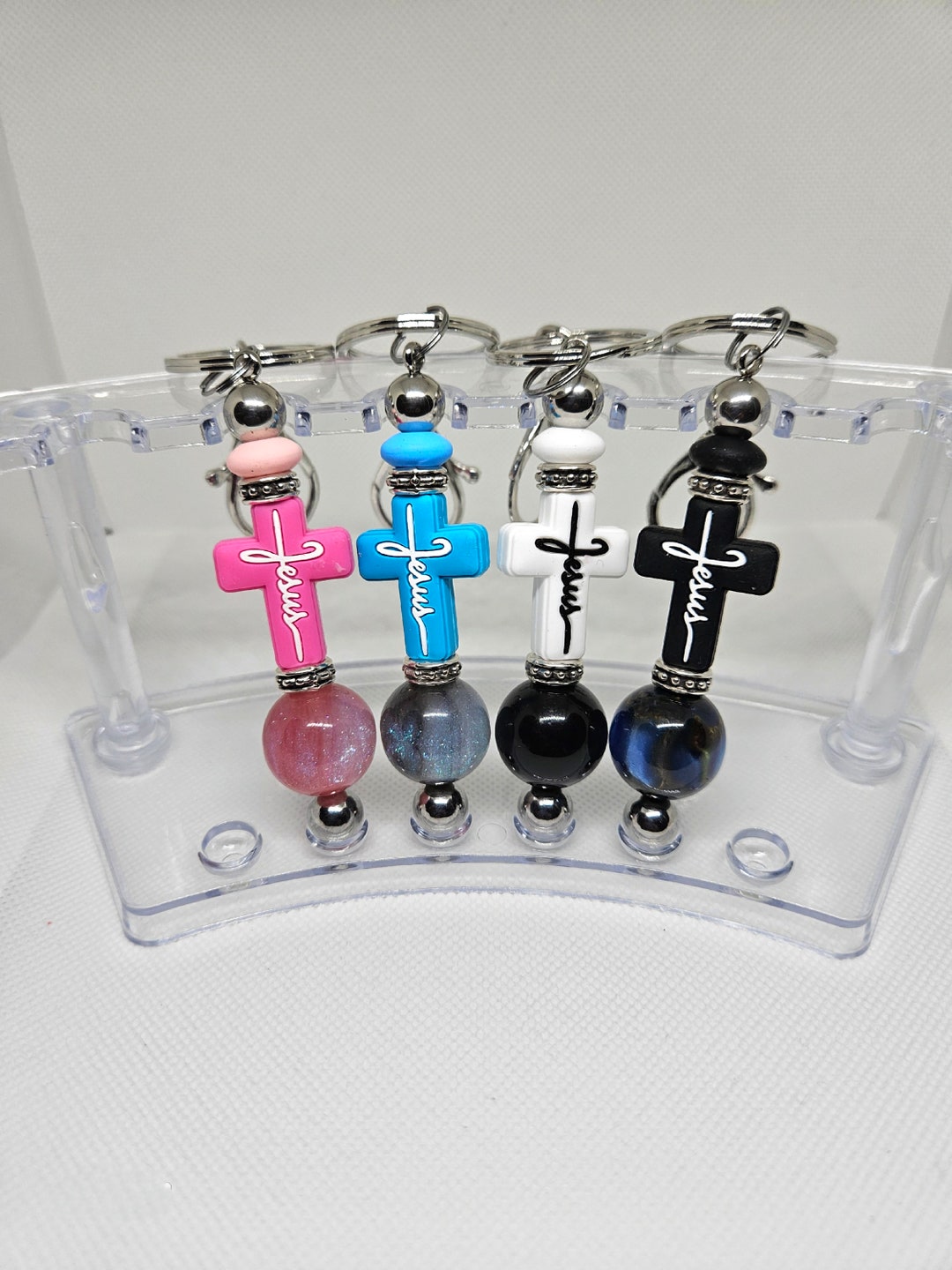 Holy Cross Beaded Keychains, Big Cross Beads, Church Lady Gift - Etsy