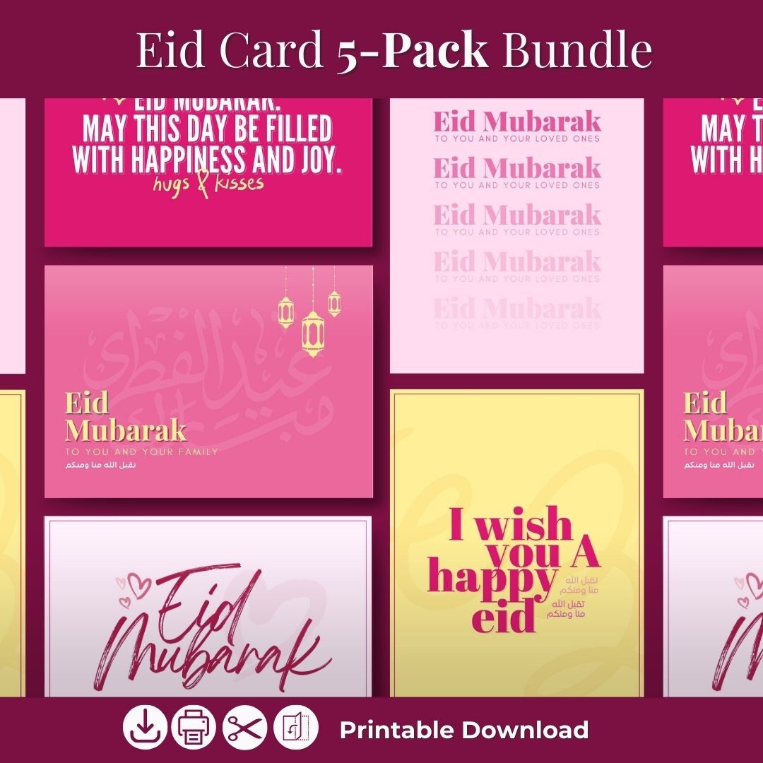 Eid Card Bundle, Happy Eid, Printable, Digital Download, 4x6, 104x148mm ...