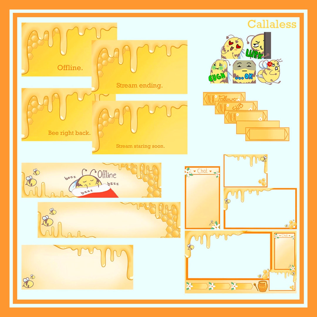 Twitch Bee Overlay Package Cute Yellow Honey Theme Stream - Etsy