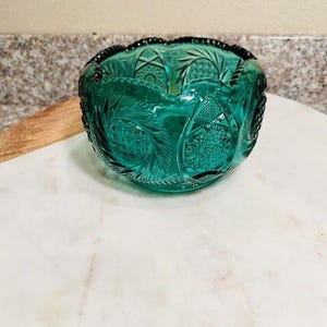 Fenton Starburst Spruce Green Glass Rose Bowl | Vintage MCM Fenton Rose ...