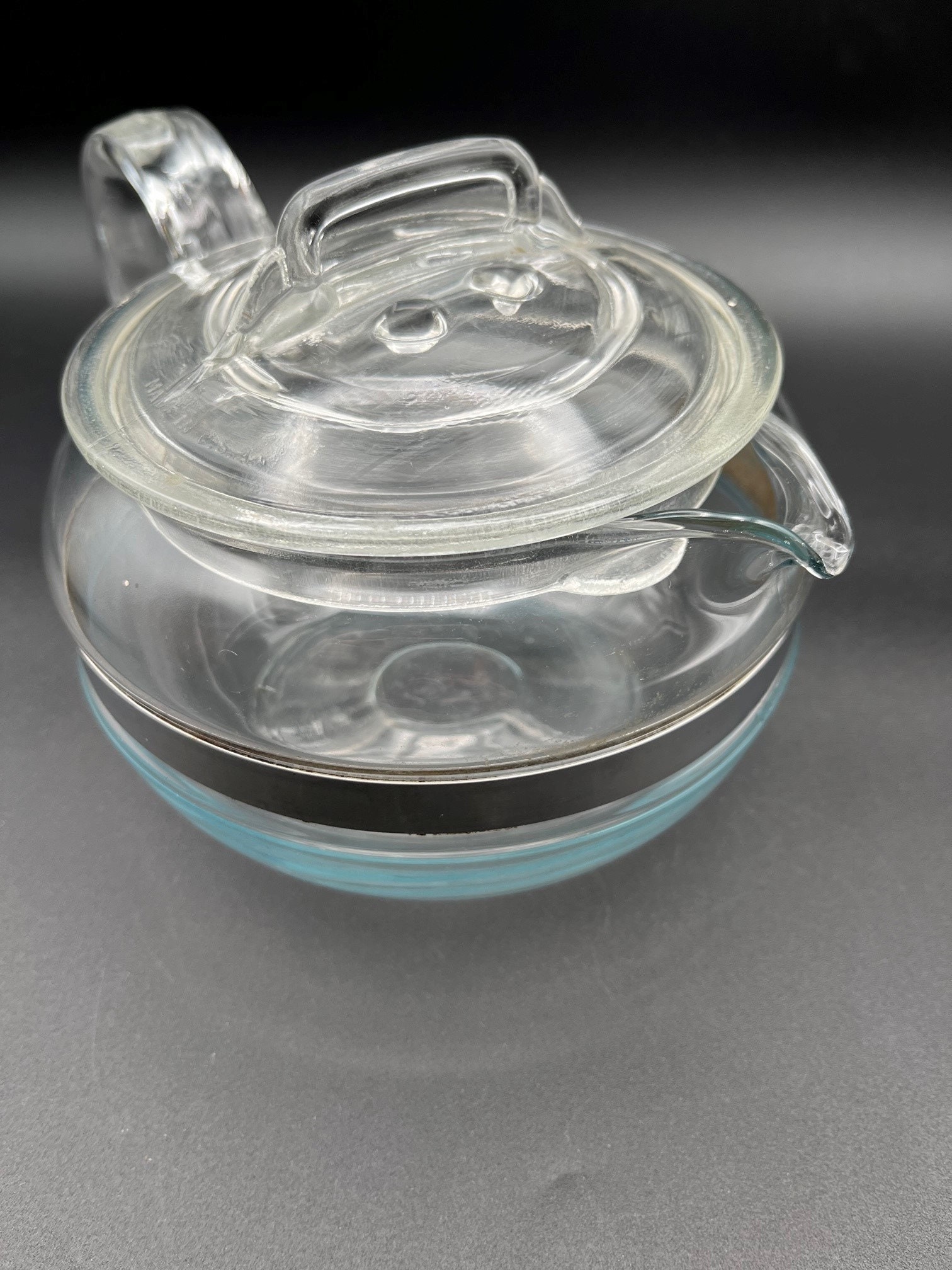 Vintage PYREX Clear Glass Flameware Glass Teapot Stainless & - Etsy
