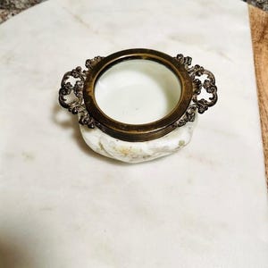 Antique Wave Crest White Glass Pin Jar Dresser Jar Dish Pale Yellow ...