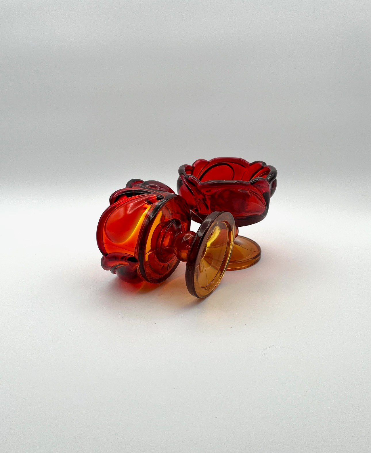 Indiana Amberina Glass Taper Candle Holders Red Tiara Sunset - Etsy