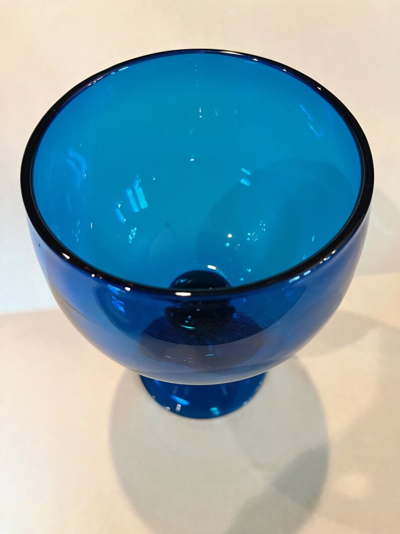 Vintage Blown Glass Cobalt Blue Glass Footed Compote Indiana Glass Co ...